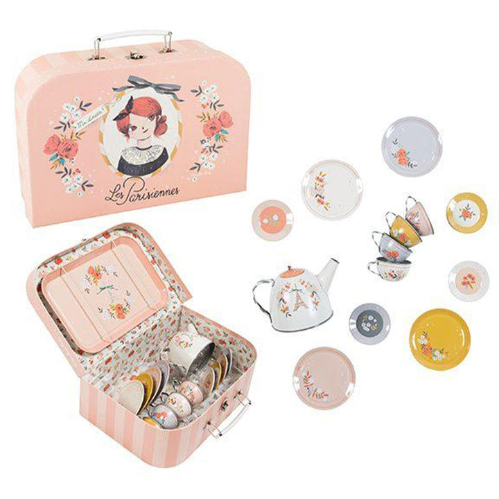 Moulin Roty Metal Parisiennes Travel Children's Pretend Play Tea Set ...